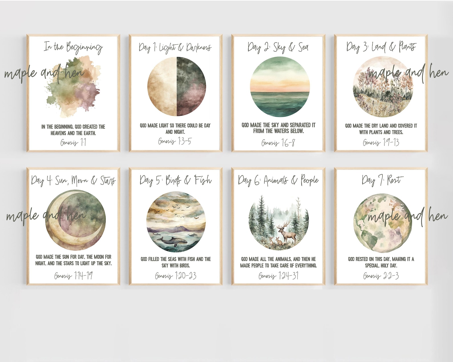 7 Days of Creation Poster Set | Children's Sunday School Genesis ...