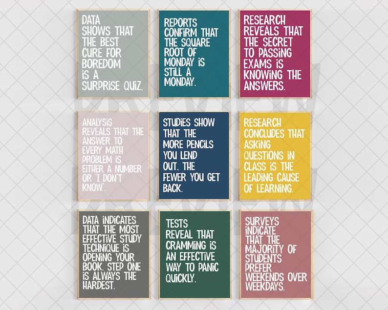 Funny Classroom Study Posters | High School Middle School Teacher Slang ...