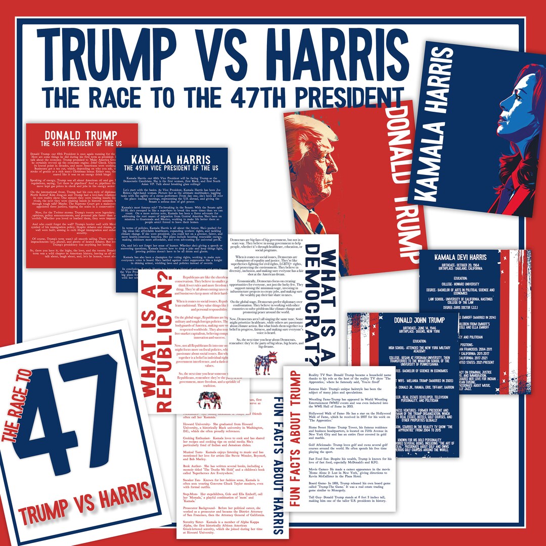2024 Trump Vs Harris Poster Set US Presidential Election Bulletin Board ...