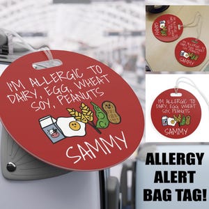 Food Allergy Alert Tag | Kids Allergies Custom Backpack Tags | Bag Tag ...