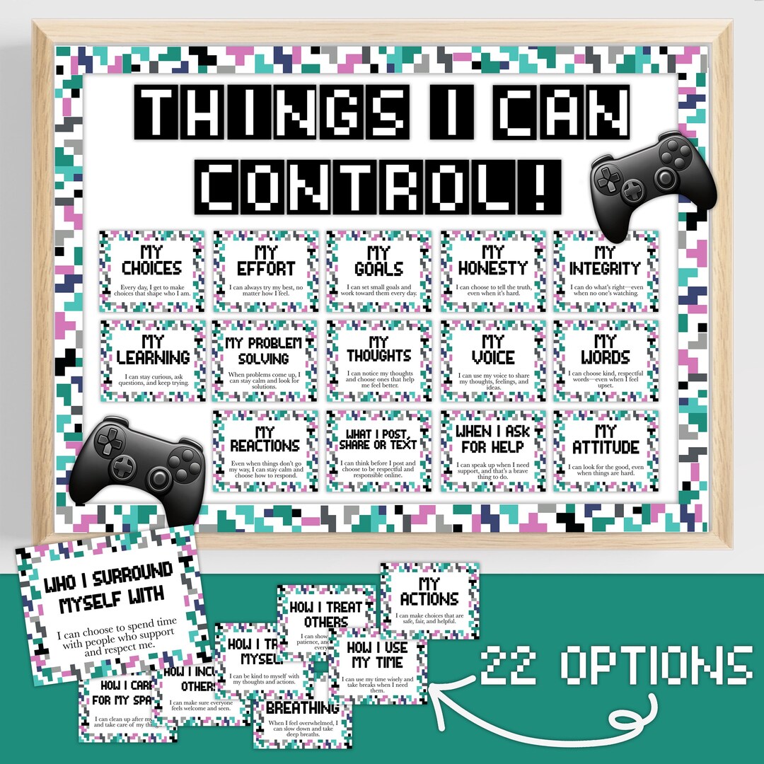Things I Can Control Posters | SEL Video Game Bulletin Board ...