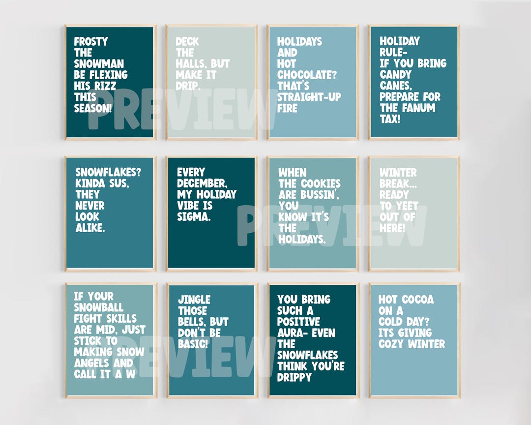 Gen Alpha Winter Holiday Slang Classroom Poster Set | Printable Funny ...