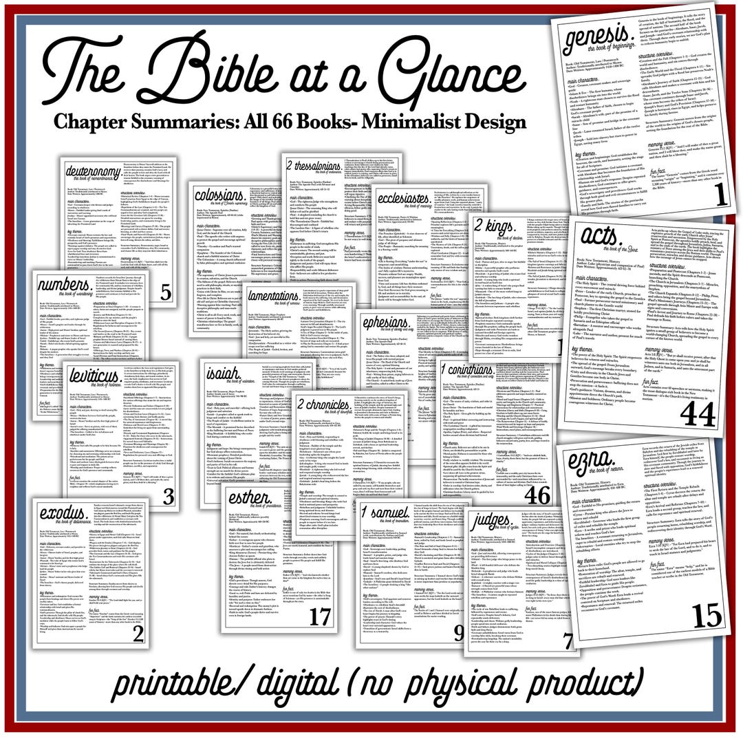Bible Book Summary Guide | Printable Books of the Bible Study Guide ...