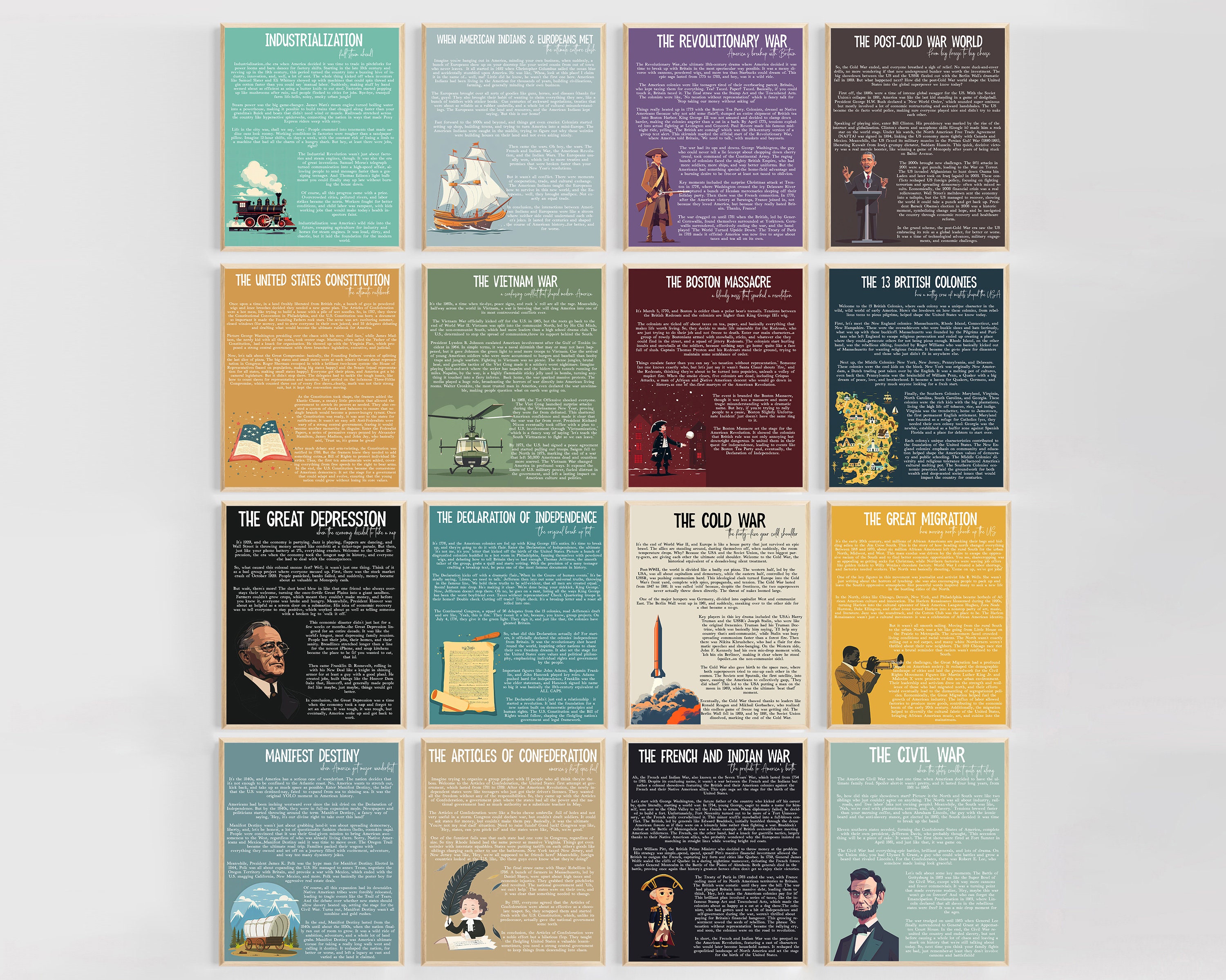 US History Bulletin Board Set | Funny Ap American APUSH Posters | High ...