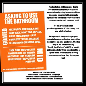 Goated Vs. Mid Classroom Behavior Posters | Funny Gen Alpha Classroom ...