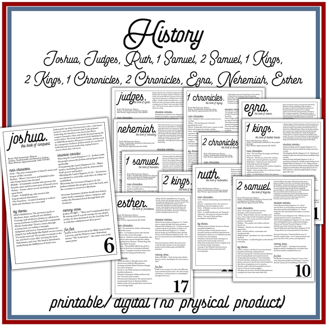 Bible Book Summary Guide | Printable Books of the Bible Study Guide ...