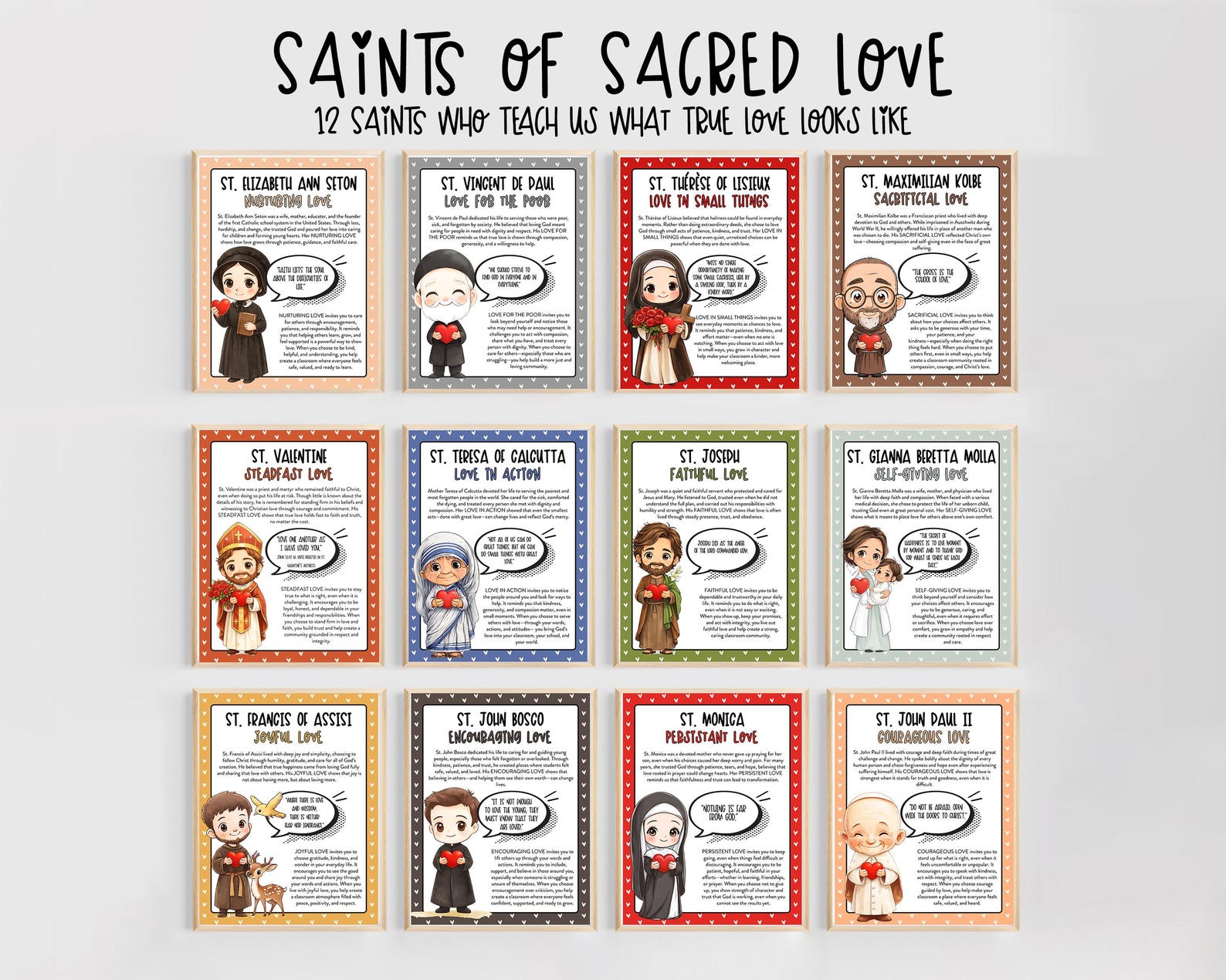 Catholic Saints Valentine Bulletin Board | Saints of Sacred Love Poster ...