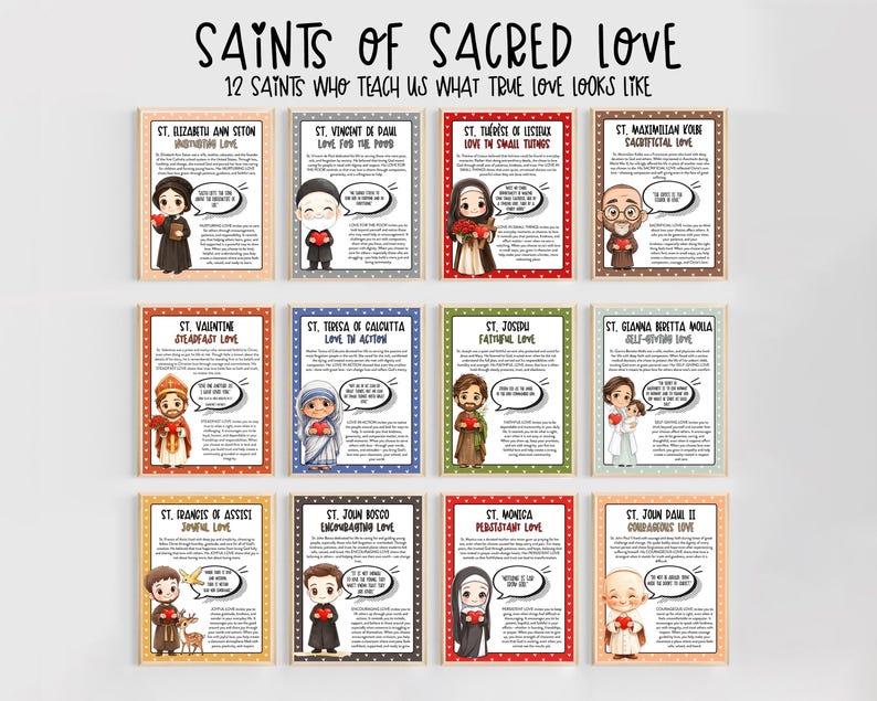 Catholic Saints Valentine Bulletin Board | Saints of Sacred Love Poster ...