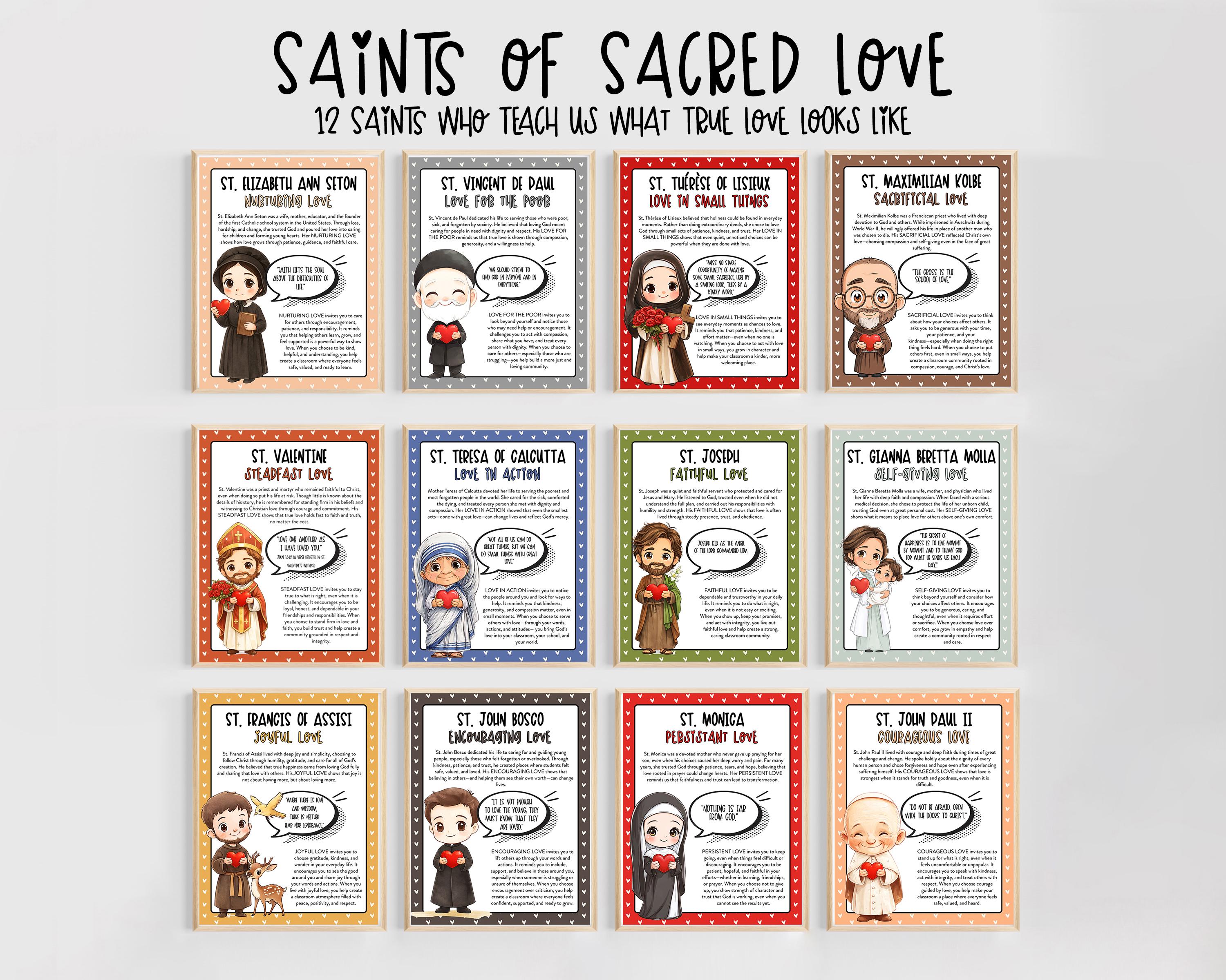 Catholic Saints Valentine Bulletin Board | Saints of Sacred Love Poster ...