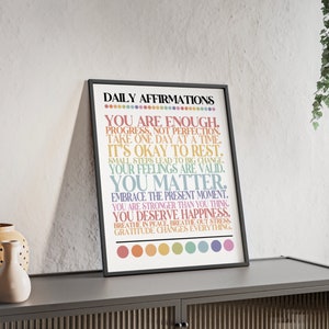 Mental Health Posters | Daily Affirmations Printable Digital Art ...