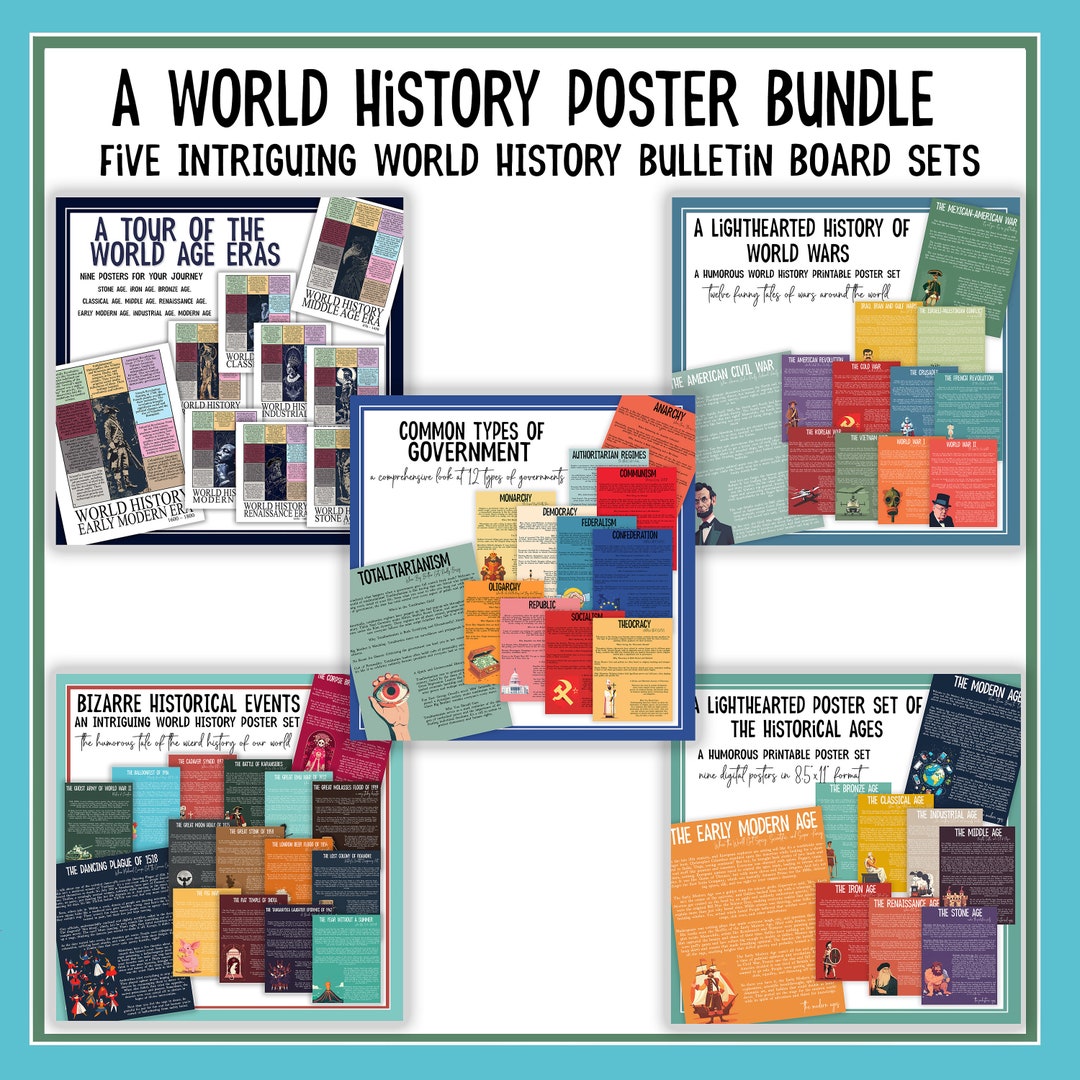 World History Funny Bulletin Board Classroom Decor Bundle | Social ...