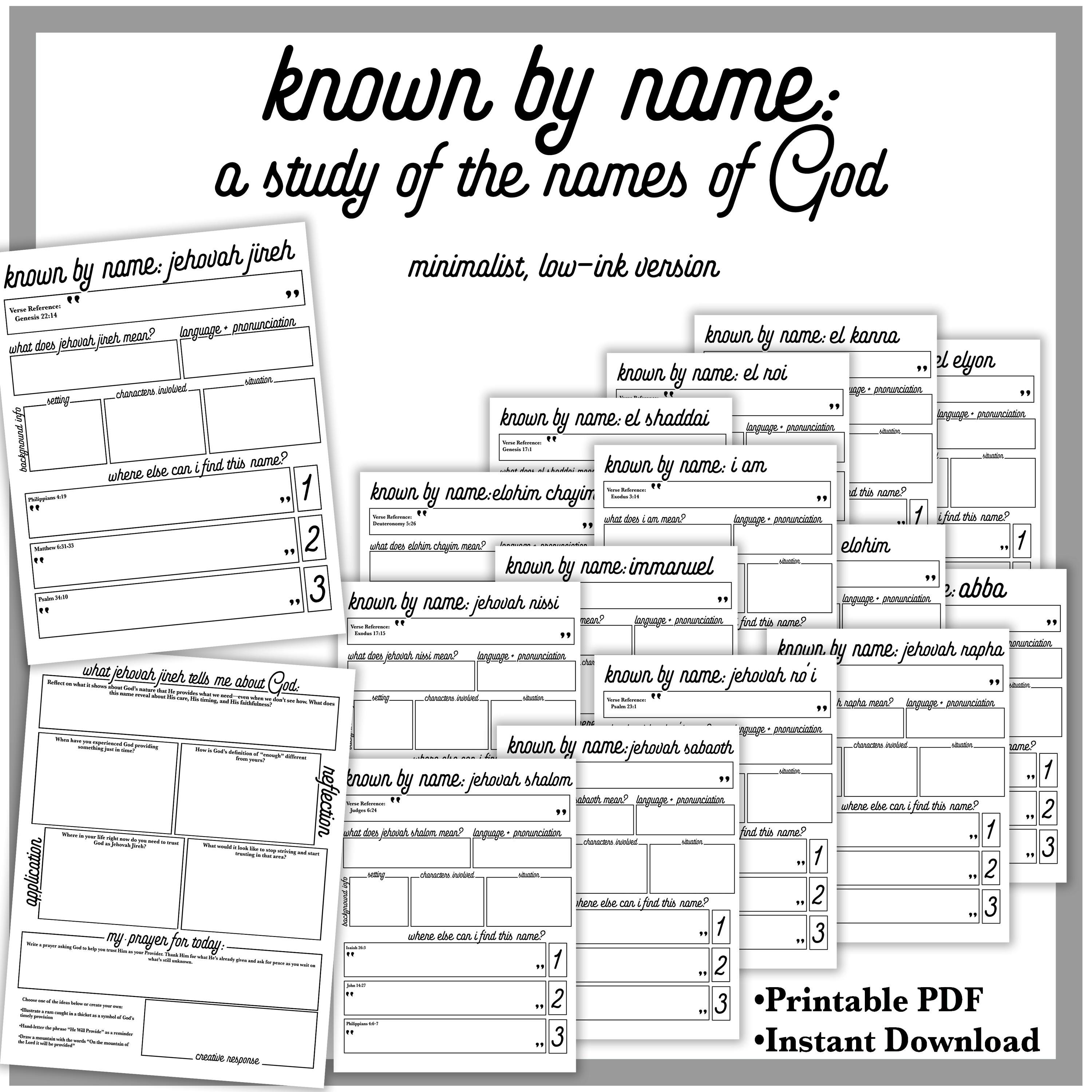 Names of God Bible Study Pages | Printable Christian Devotional for ...