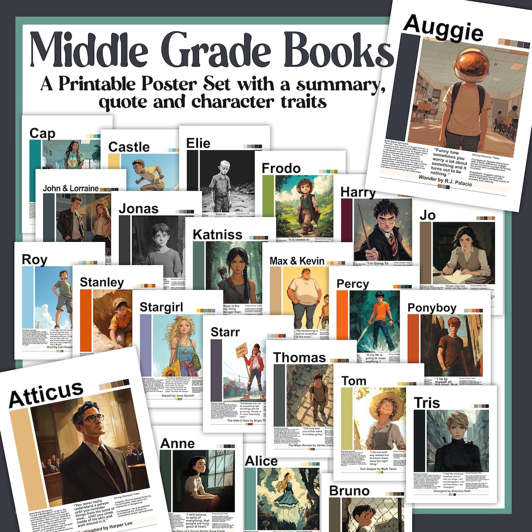 Popular Book Characters Poster Set | Middle Grade Literature ...