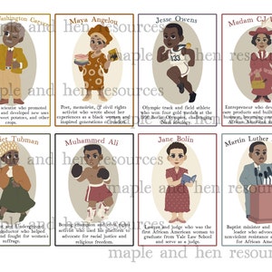 Black History Flash Cards, Printable US African American Black History ...