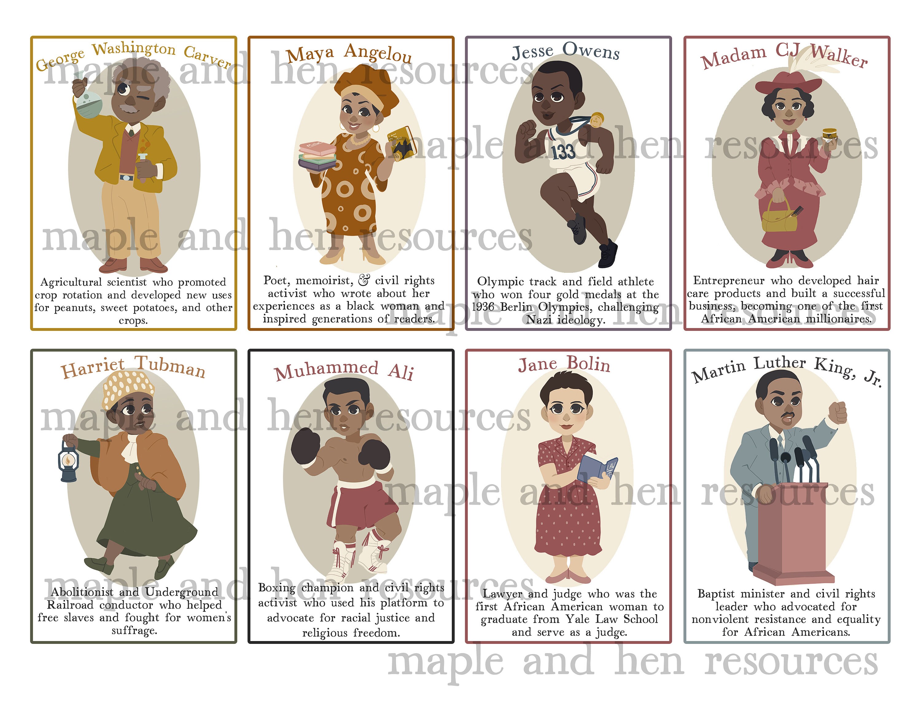 Black History Flash Cards, Printable US African American Black History ...