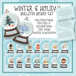 World Winter Holidays Snow Globe Bulletin Board | Holidays Around the ...