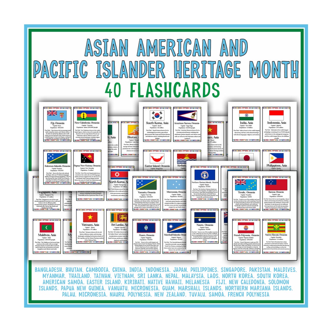 Asian American and Pacific Islander Heritage Month Flashcards | AAPI ...