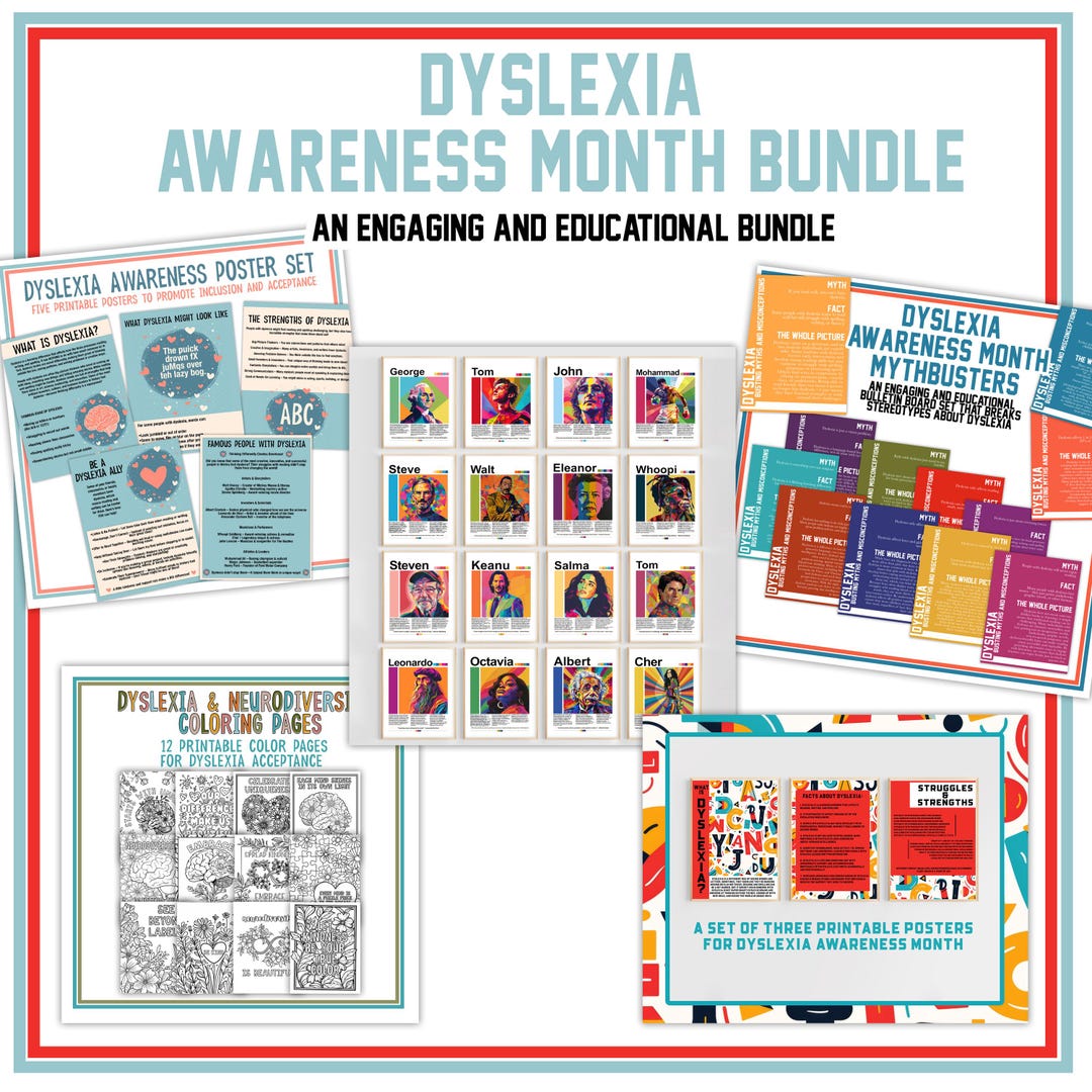 Dyslexia Awareness Month Bulletin Board Bundle | Dyslexic Figures ...