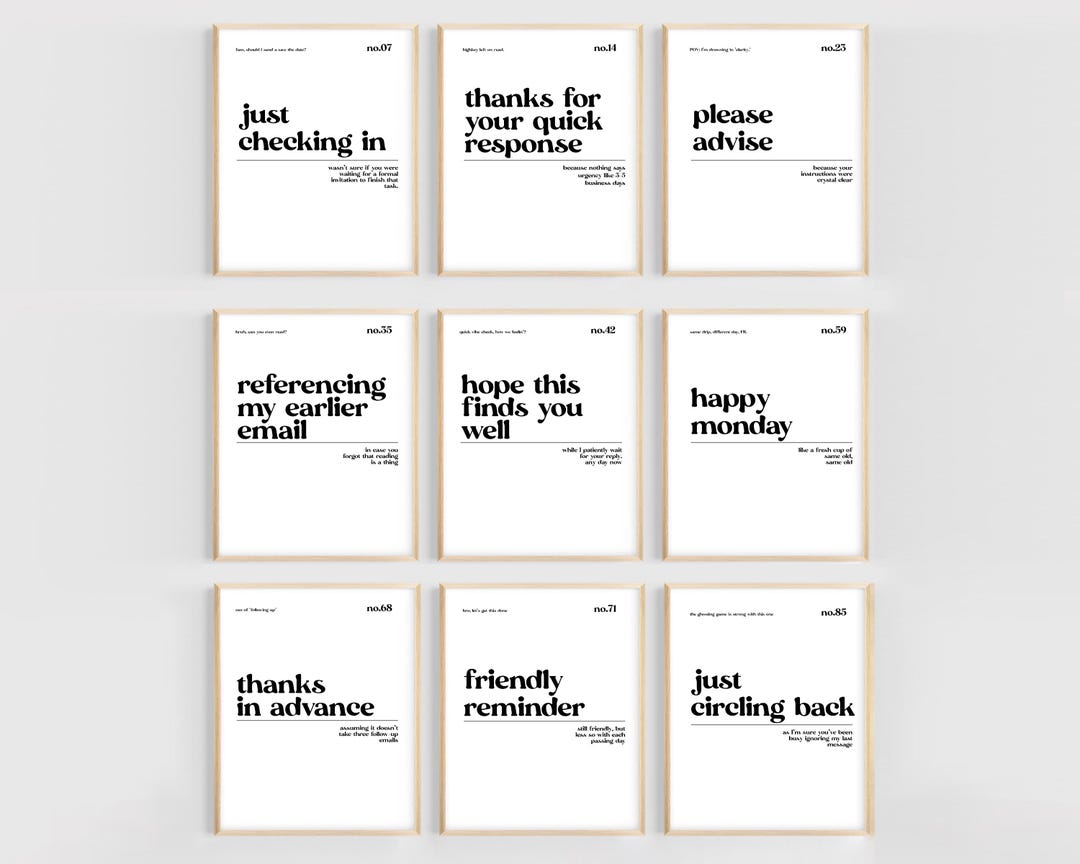 Sarcastic Office Decor | Funny Office Printable Art | 9 Printables for ...