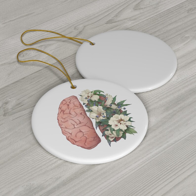 Floral Brain Anatomy Christmas Tree Ornament Doctor Surgeon - Etsy