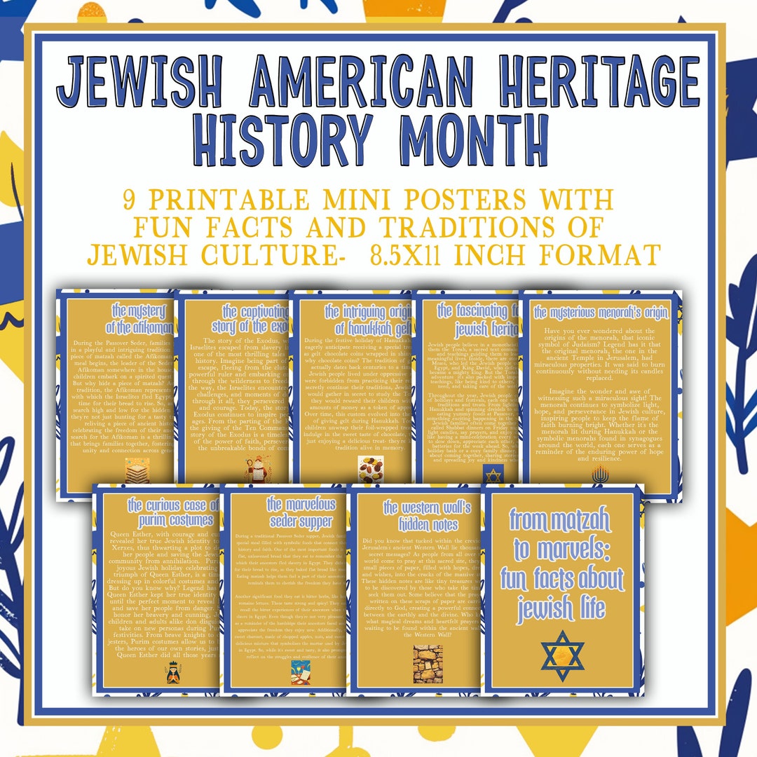 Jewish American Heritage Month Fact Bulletin Board Set | May Jewish ...