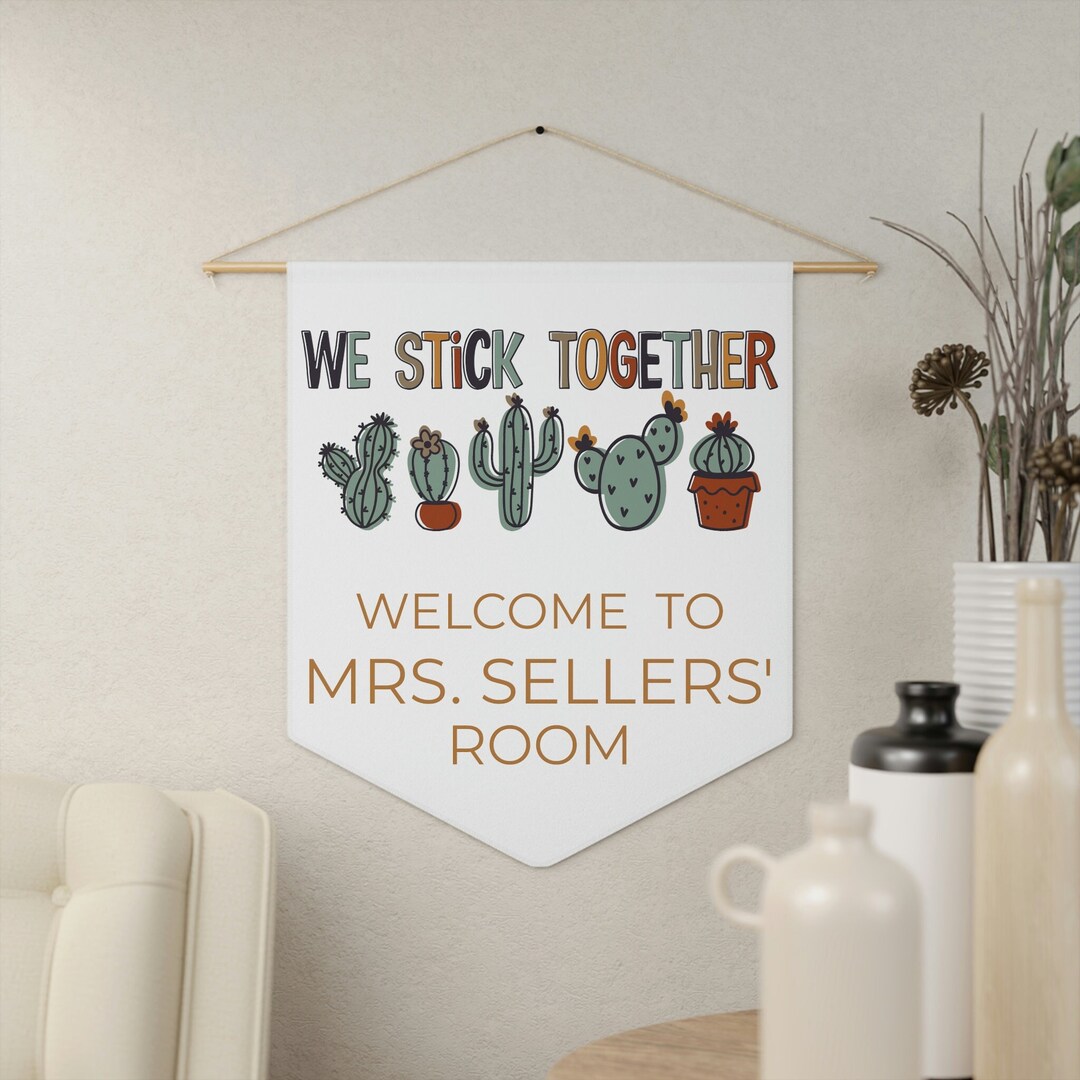 Personalized Teacher Door Sign | Custom Name We Stick Together ...