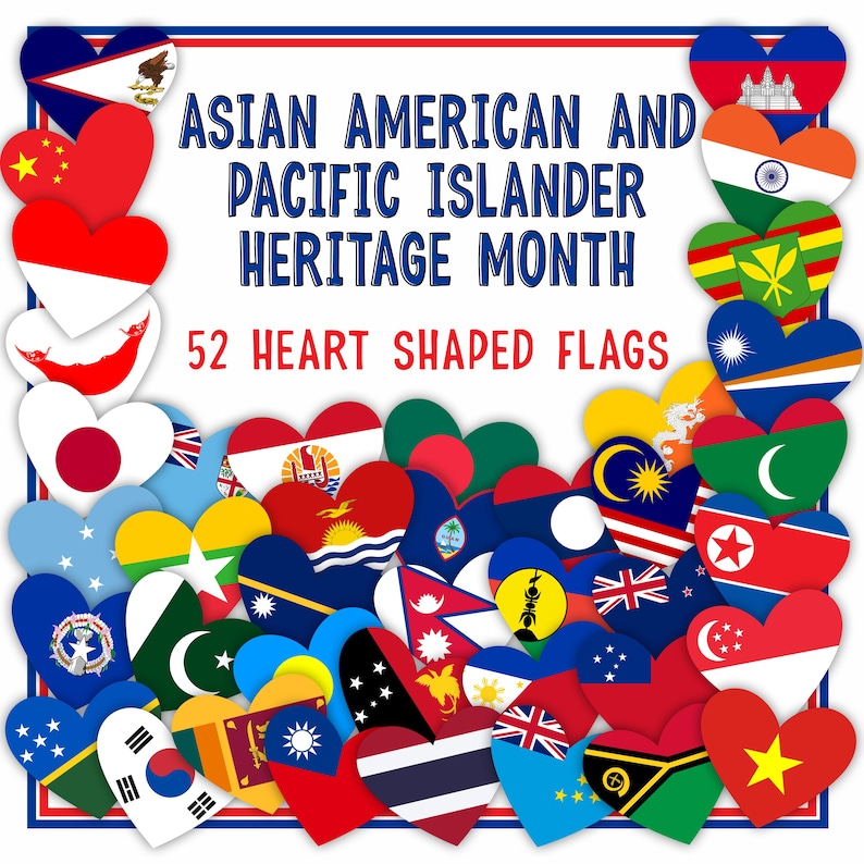 AAPI Country Heart Flags | Asian American and Pacific Islander Heritage ...