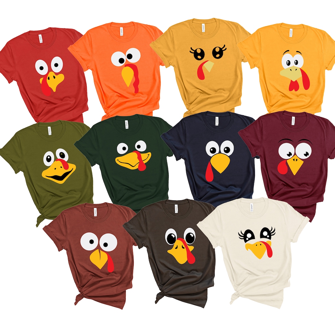 Cute Turkey Face Group Shirts | Fall Thanksgiving Tshirt | Family ...
