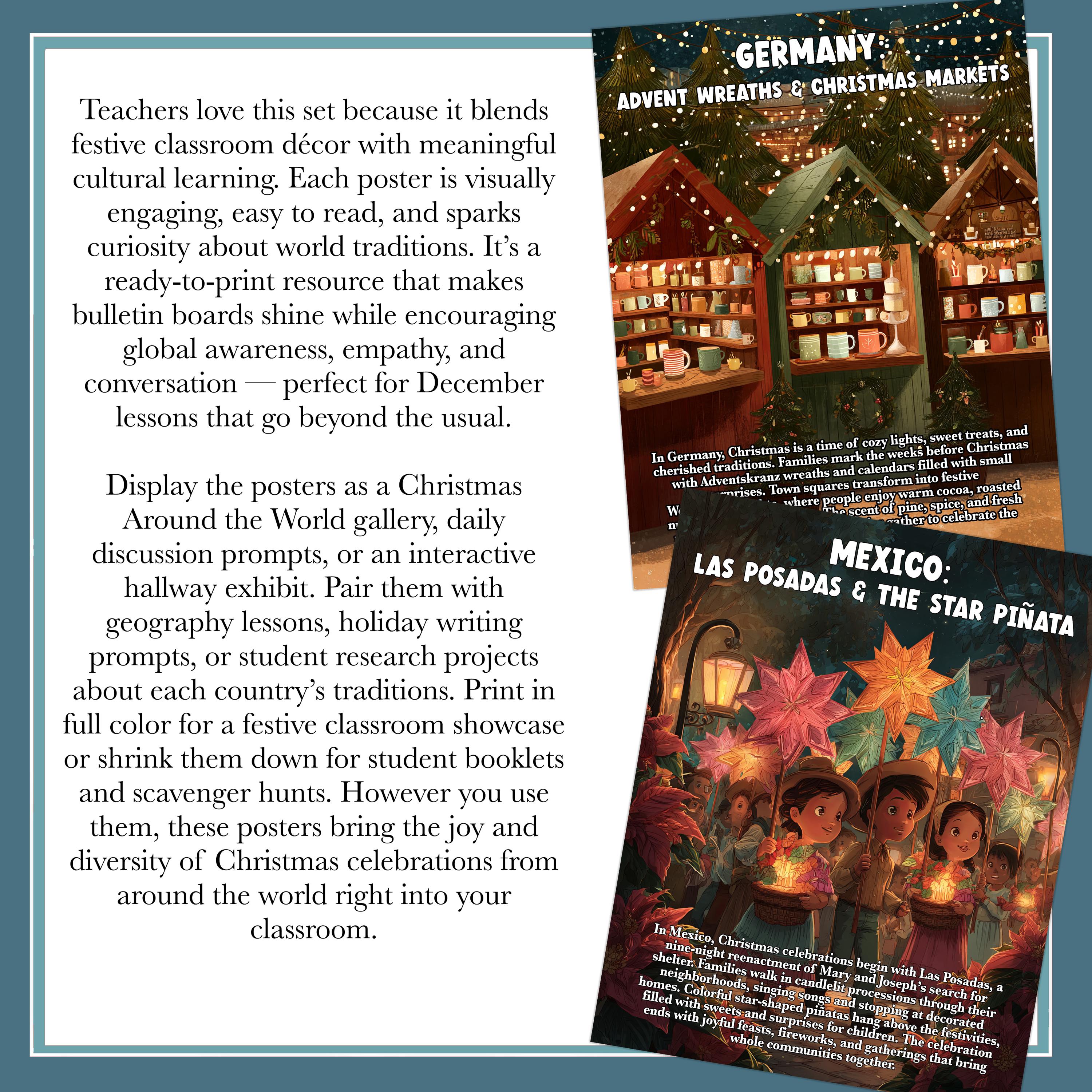 Christmas Around the World Bulletin Board Set | Global Holiday ...