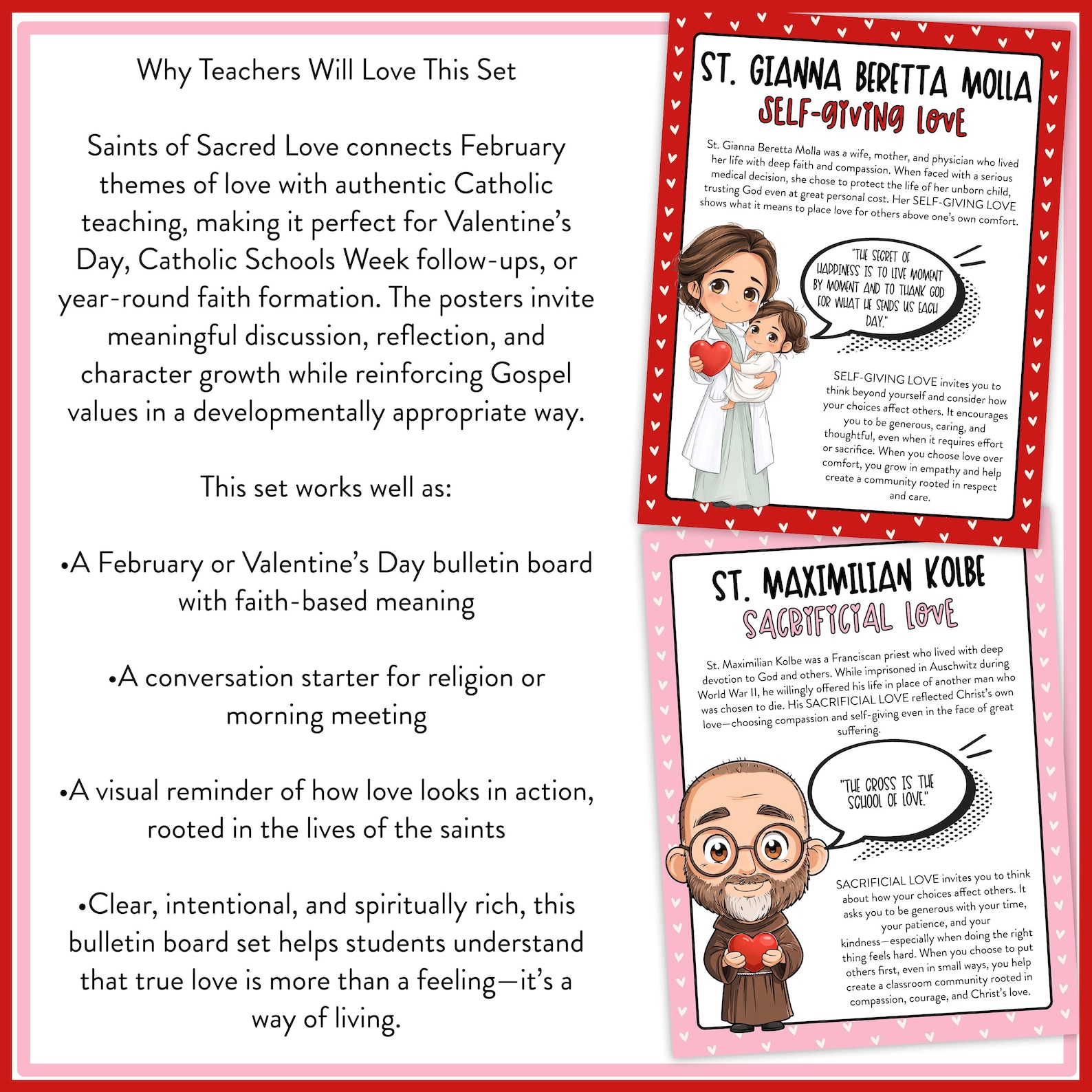 Catholic Saints Valentine Bulletin Board | Saints of Sacred Love Poster ...