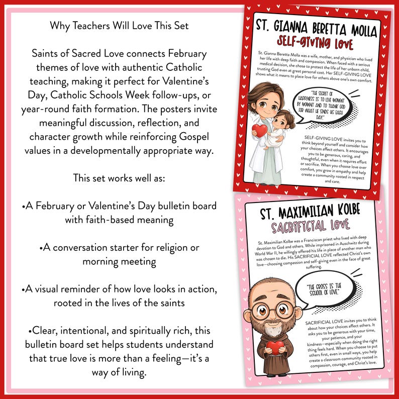 Catholic Saints Valentine Bulletin Board | Saints of Sacred Love Poster ...