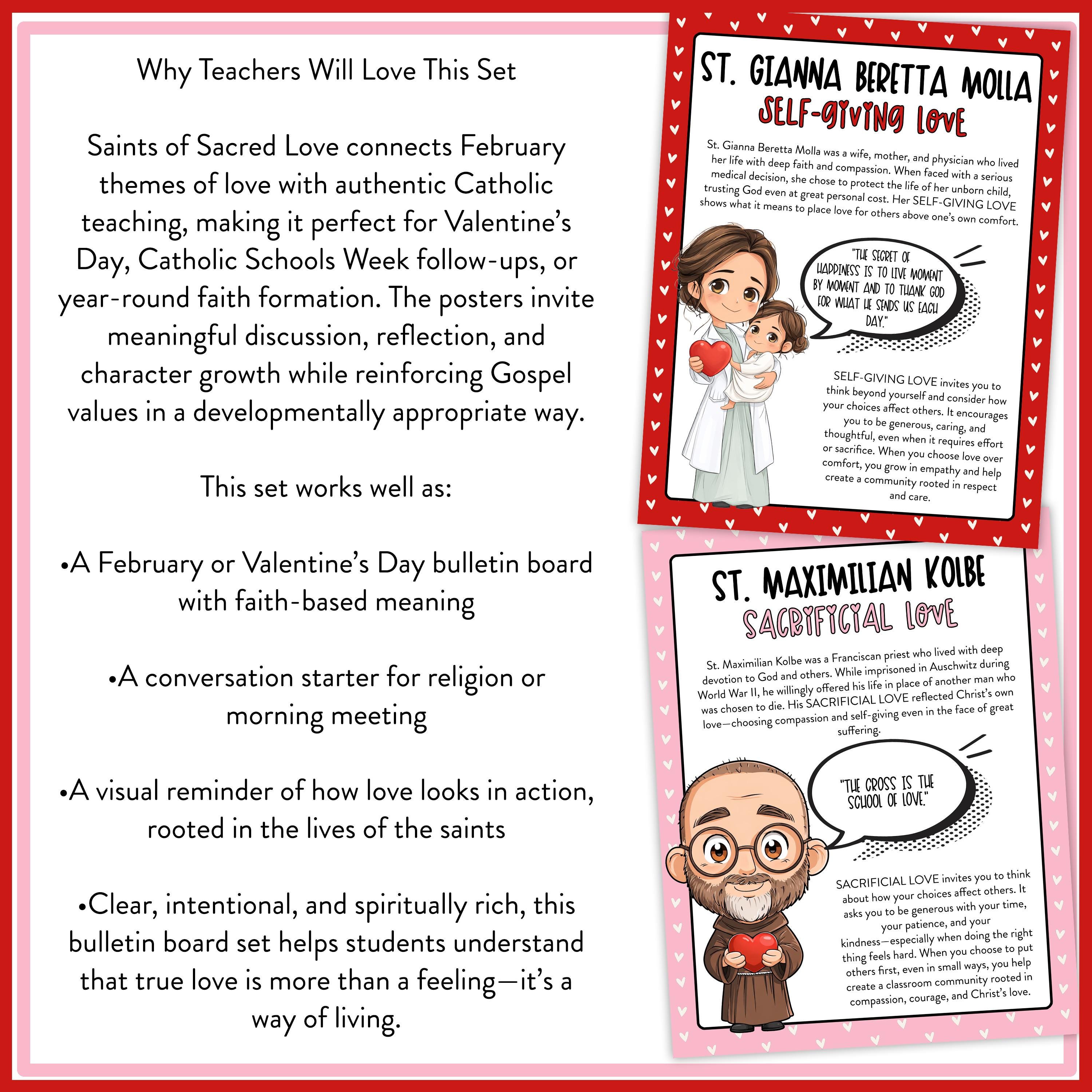 Catholic Saints Valentine Bulletin Board | Saints of Sacred Love Poster ...