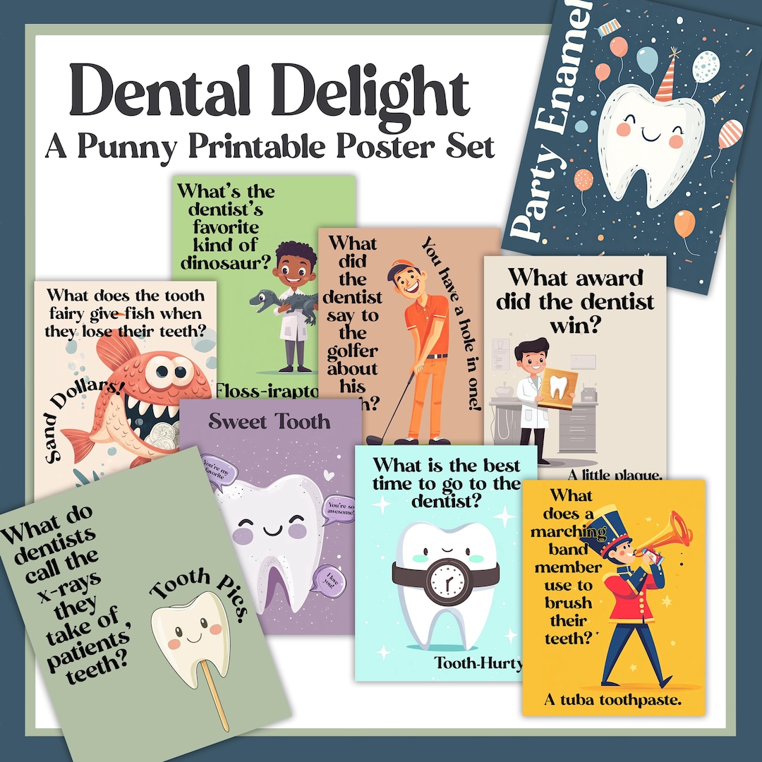 Dentist Puns Poster Set | Funny Dental Hygienist Office Decor | Medical ...