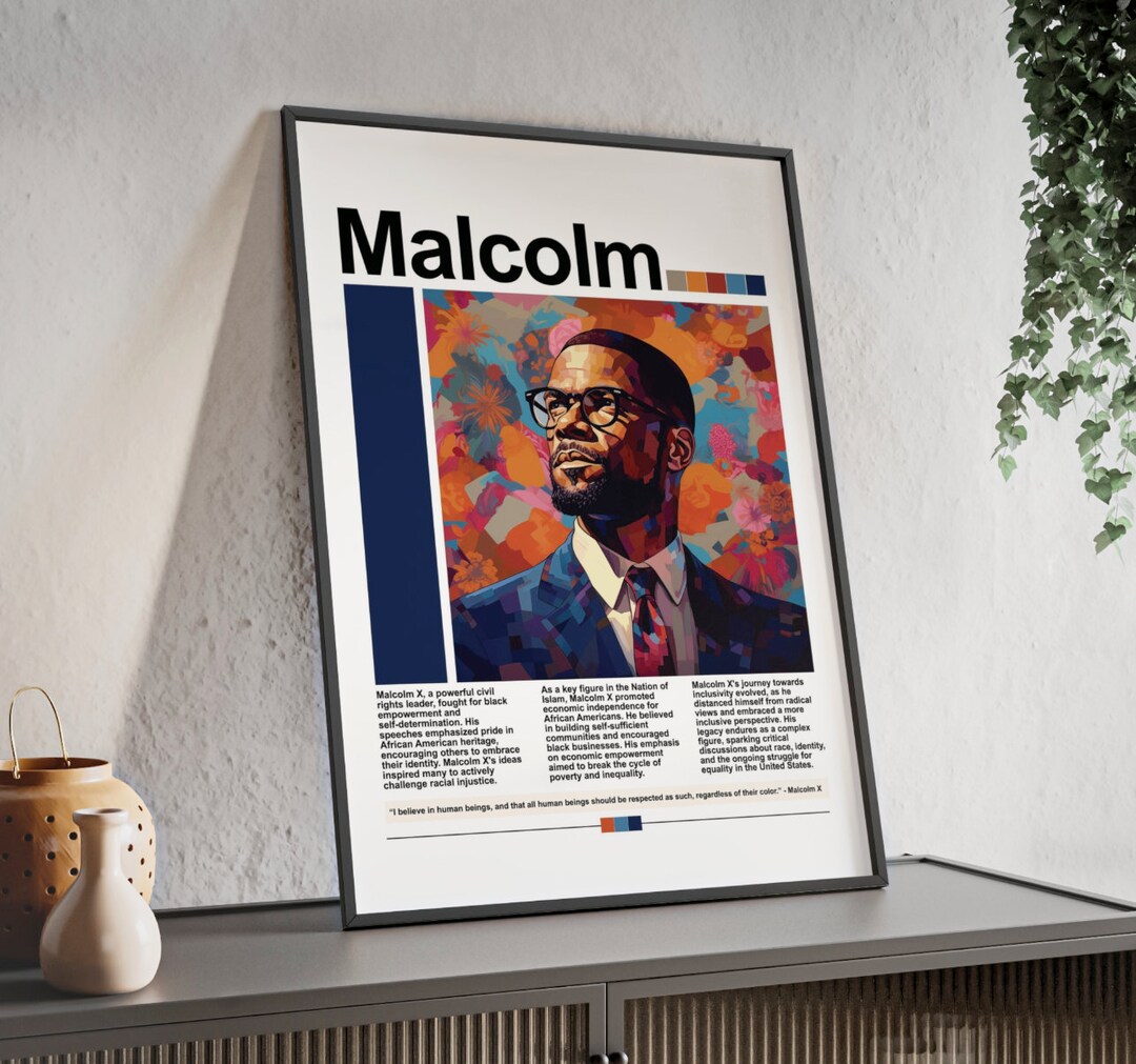 Malcolm X Digital Art Print Black History Month Printable Civil Rights ...