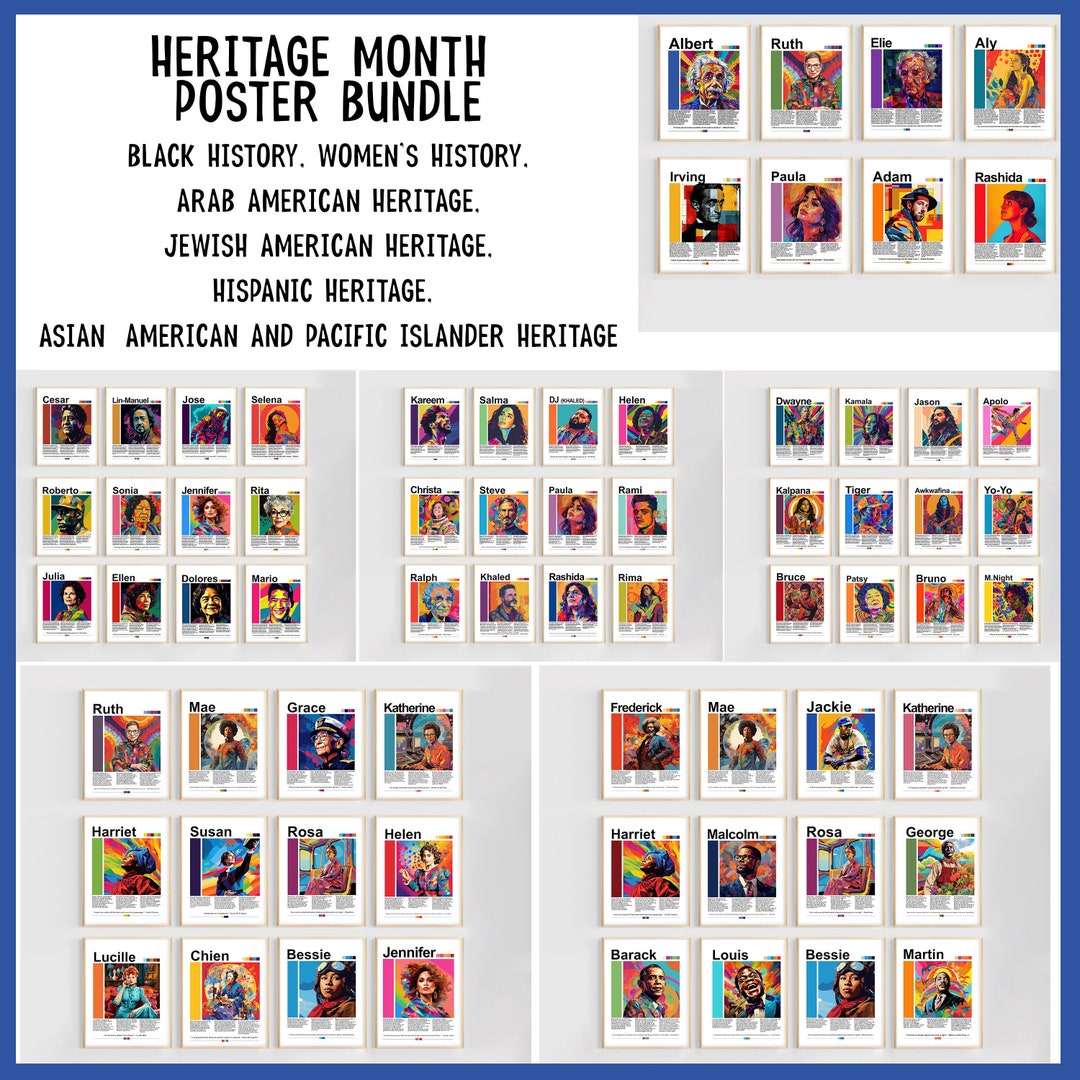 Heritage Month Poster Bundle | History Month Bulletin Board Sets ...