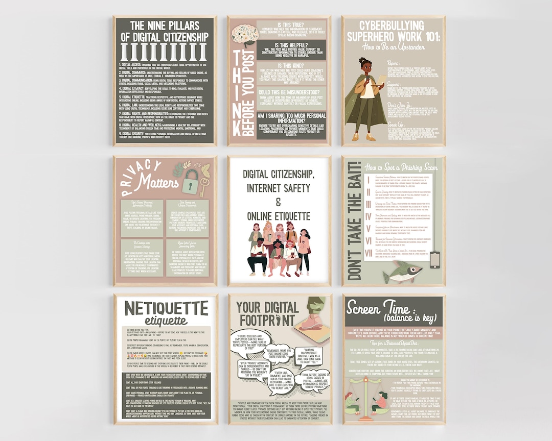 Digital Citizenship Bulletin Board Poster Set | Printable Classroom ...
