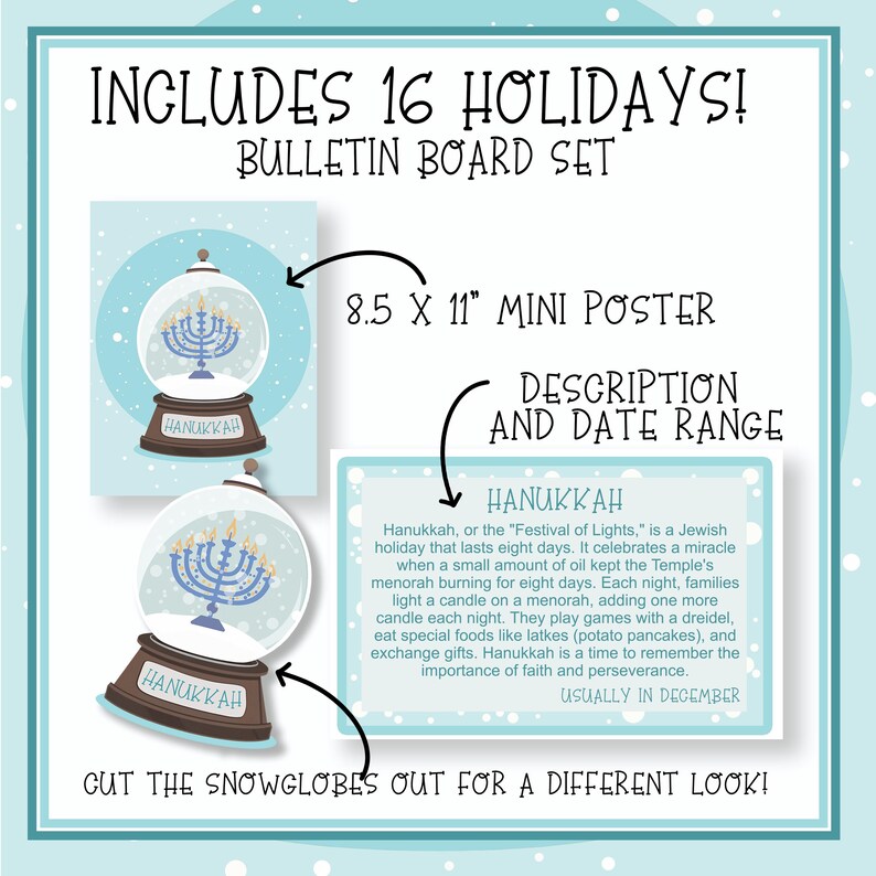 World Winter Holidays Snow Globe Bulletin Board | Holidays Around the ...