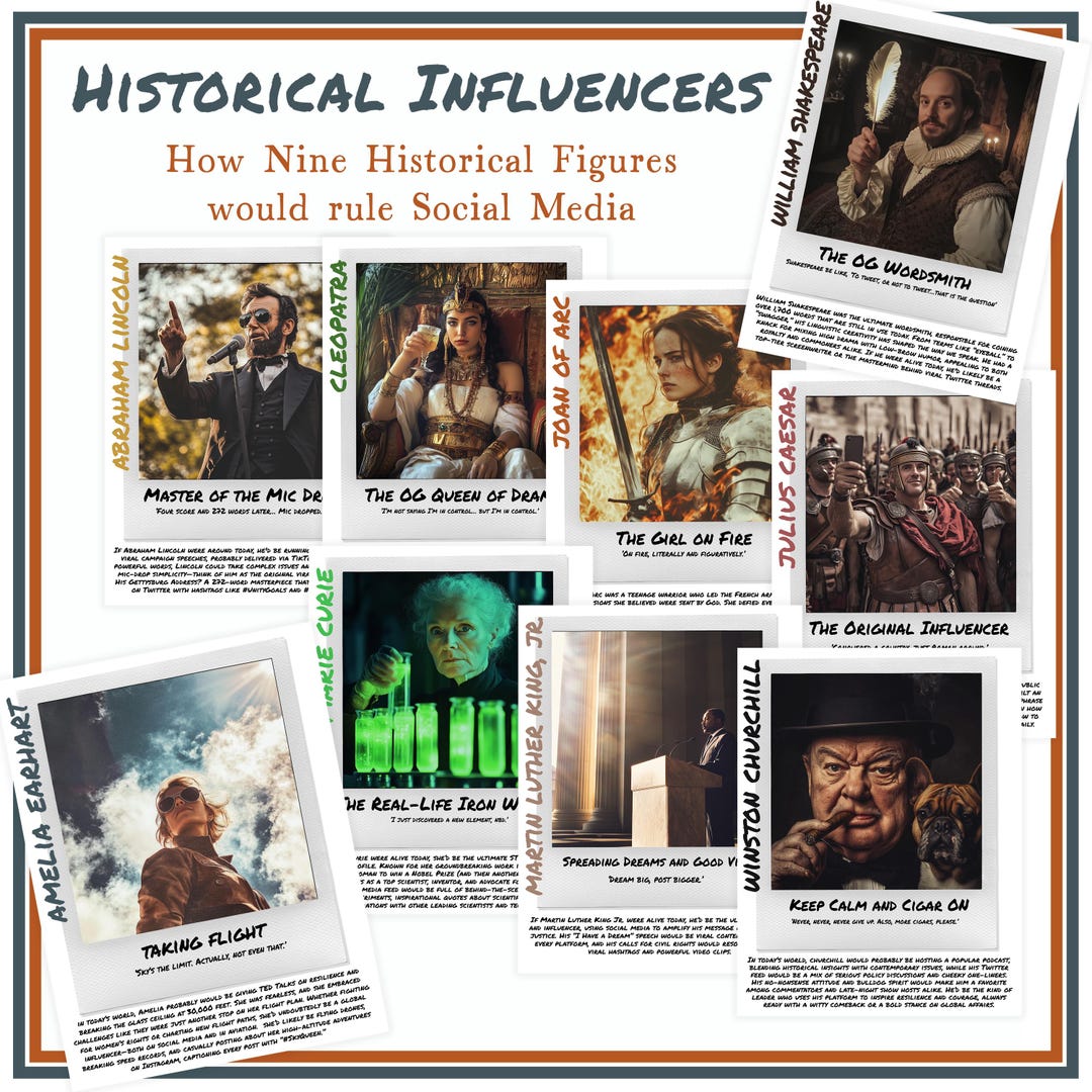 Historical Social Media Influencers Bulletin Board Set | Funny History ...