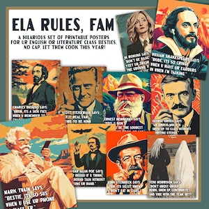 Funny ELA Class Rules Posters | English Literature Class Slang Bulletin ...