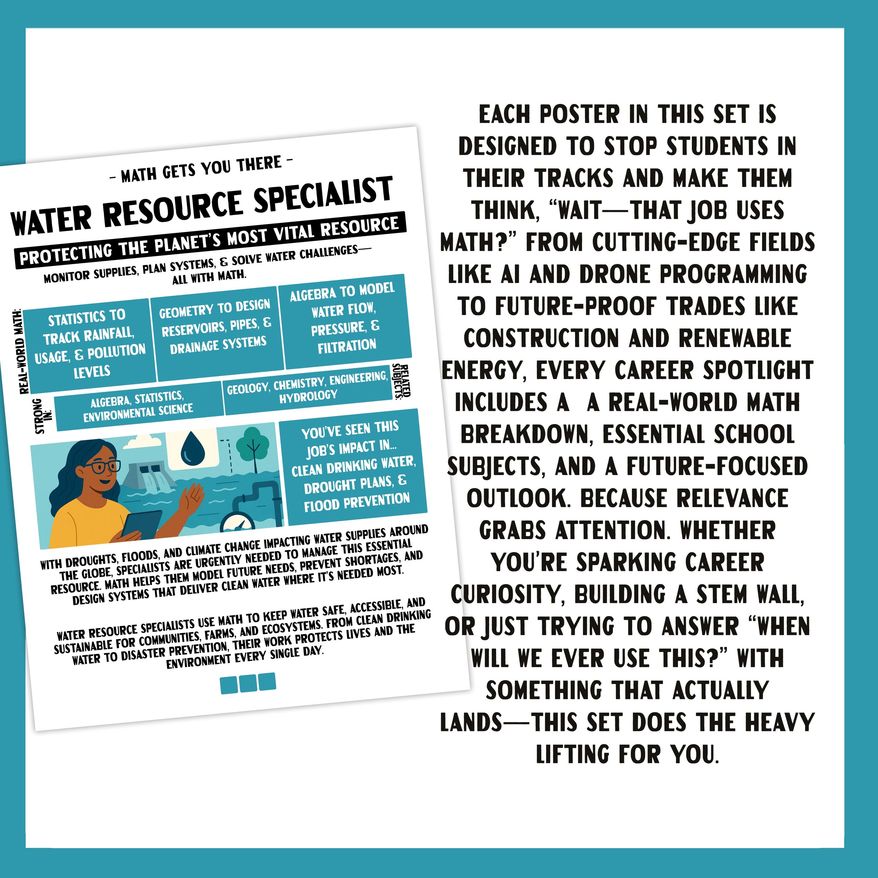 Math Careers Bulletin Board Posters | Jobs That Need Math Poster Set ...