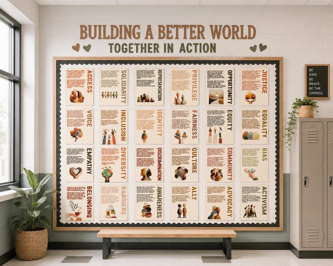 Social Justice Bulletin Board Poster Set | DEIB Vocabulary Wall ...