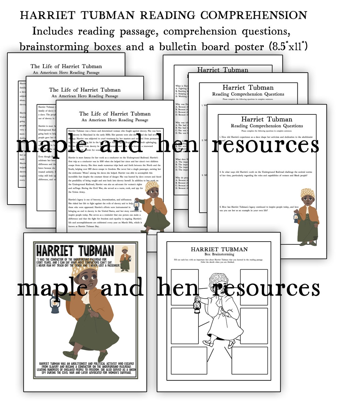 Harriet Tubman Differentiated Reading Comprehension US Black History ...