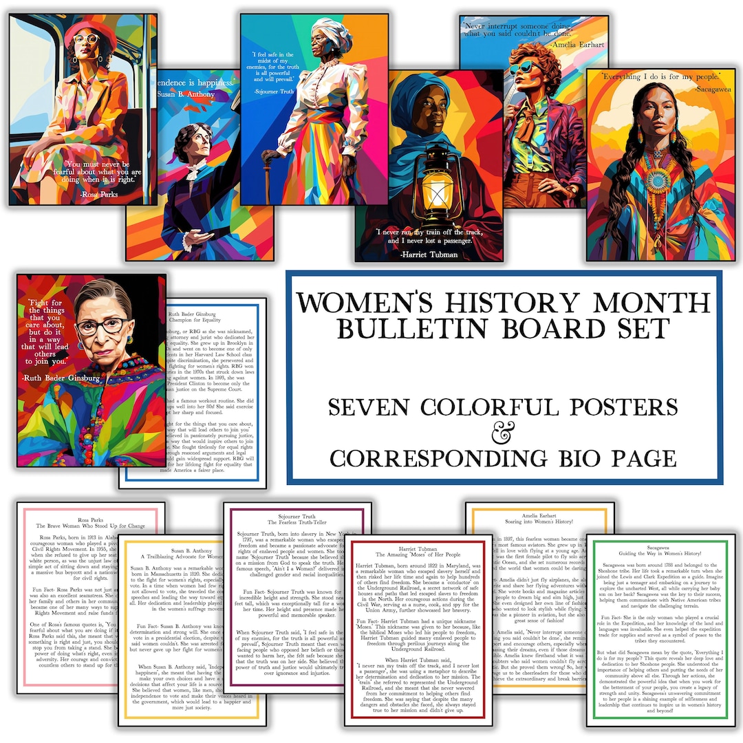 Women's History Bulletin Board Set Women's Month Poster and Biography ...