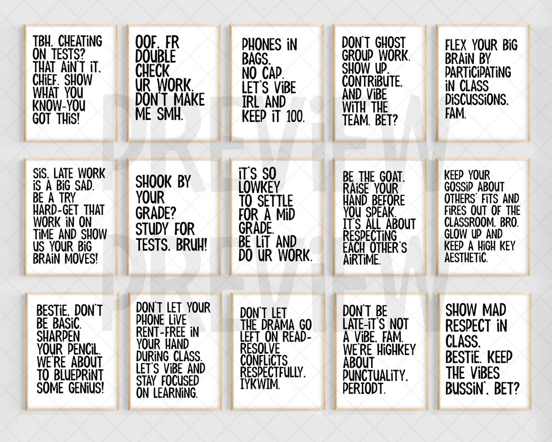 Funny Classroom Posters High School Middle School Teacher Slang ...