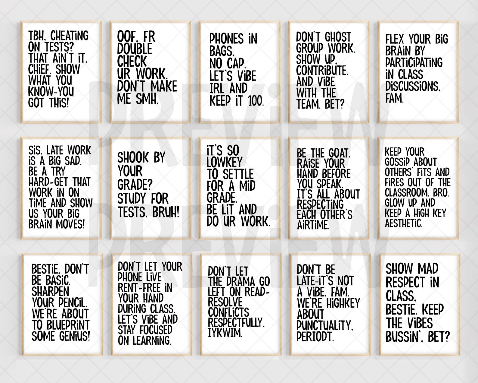 Funny Classroom Posters High School Middle School Teacher Slang ...