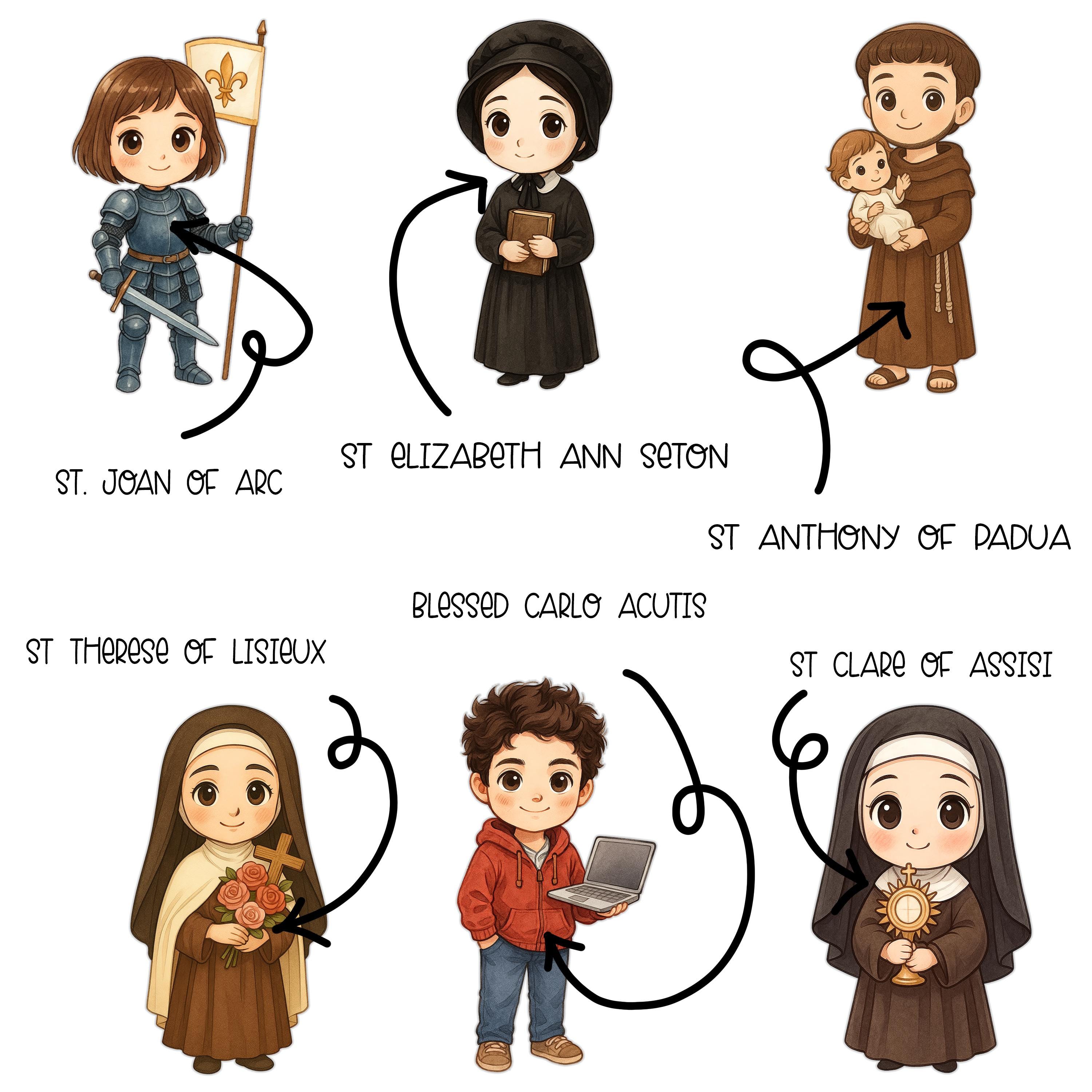 Catholic Saint Clipart for Kids | Printable Chibi Saint Pngs | Faith ...