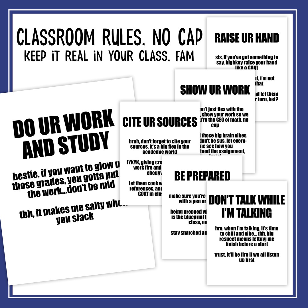 Funny Slang Classroom Posters | Drip High School Middle School Teacher ...