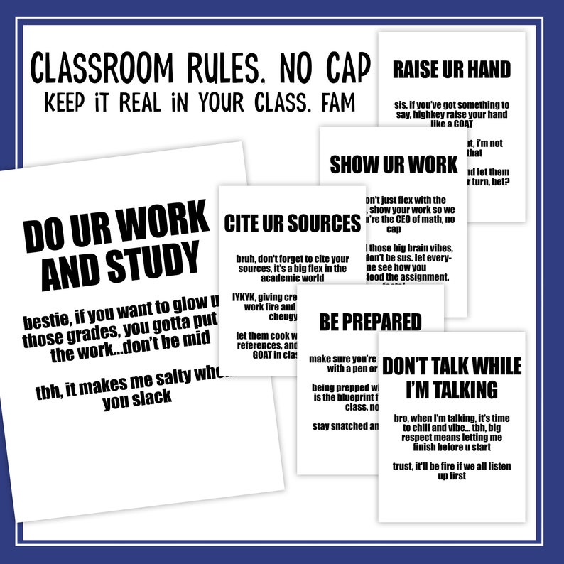 Funny Slang Classroom Posters | Drip High School Middle School Teacher ...