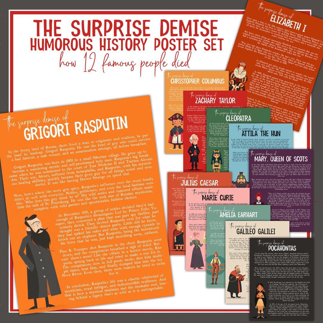 Funny History Posters | Famous People's Deaths Social Studies Bulletin ...