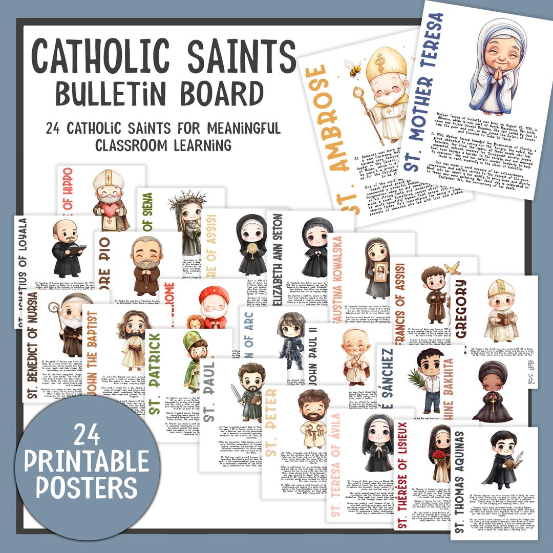Catholic Saints Bulletin Board Kit | Saint of the Week Posters ...